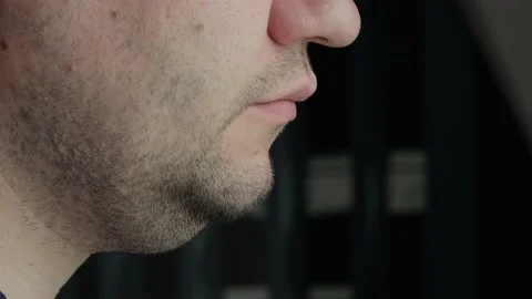 A fat man with a problematic double chin... | Stock Video | Pond5