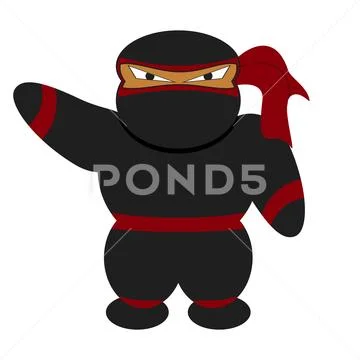 Fat ninja welcome cartoon character ~ Clip Art #251466603
