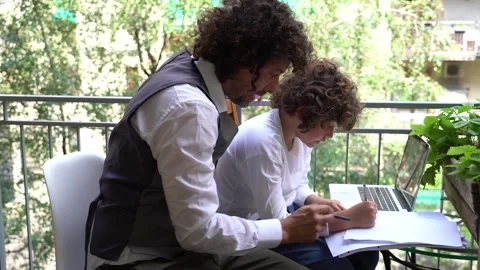 Father and son 9-year-old elementary sch... | Stock Video | Pond5