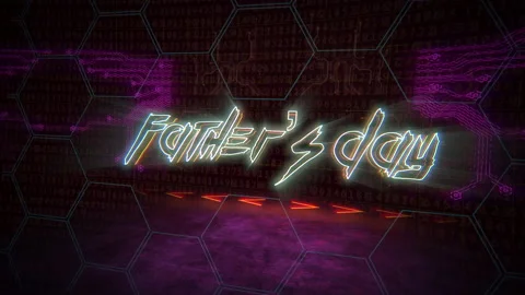 Father Day with cyberpunk matrix and HUD... | Stock Video | Pond5