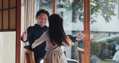 Father, girl and hug of Japanese family ... | Stock Video | Pond5