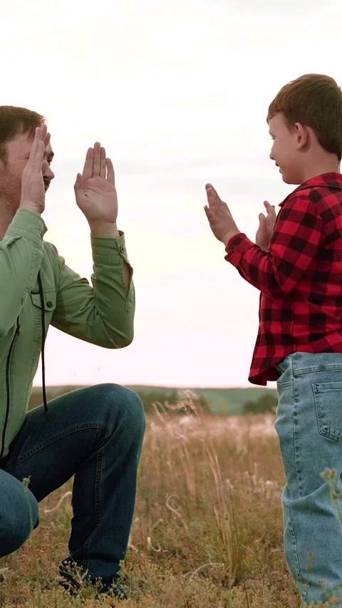 father son child kid small play clapping... | Stock Video | Pond5