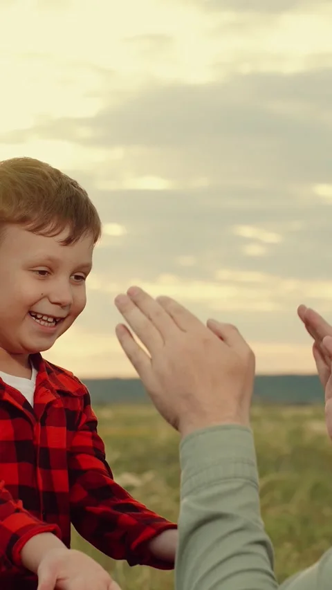 father son child kid small play clapping... | Stock Video | Pond5