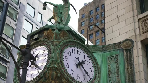 Father Time clock in Chicago. historic s... | Stock Video | Pond5