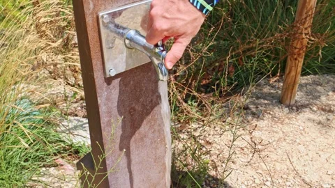 Faucet with cool drinking water on publi... | Stock Video | Pond5
