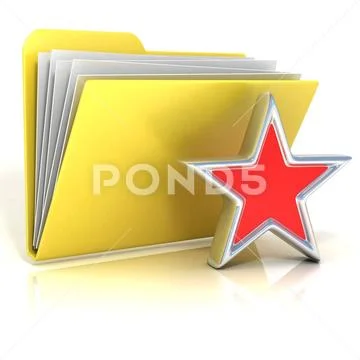 Photograph: Favorites, star folder icon, 3D Favorites, star folder icon ...