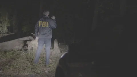 FBI agent in forest at night with flash ... | Stock Video | Pond5