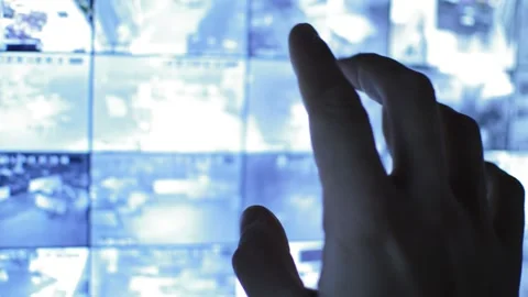 fbi spy using blue cctv surveillance mon... | Stock Video | Pond5