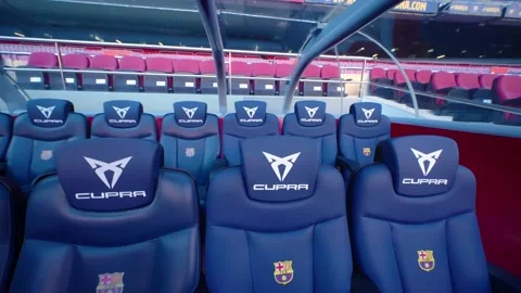 FC Barcelona team bench at Camp Nou aren... | Stock Video | Pond5