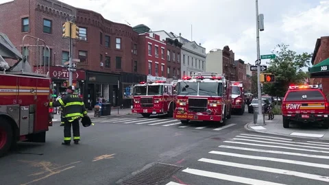 FDNY Firetrucks & NYPD Emergency Vehicle... | Stock Video | Pond5