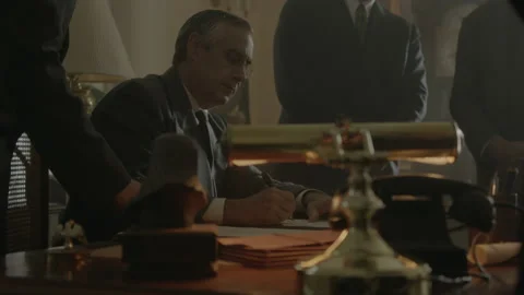 FDR signing documents on table, World Wa... | Stock Video | Pond5