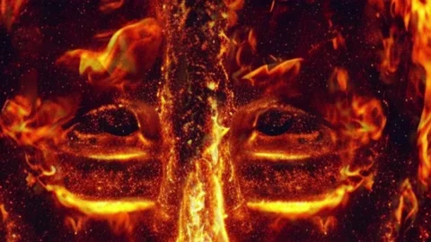 Fearful face of fire looping background | Stock Video | Pond5