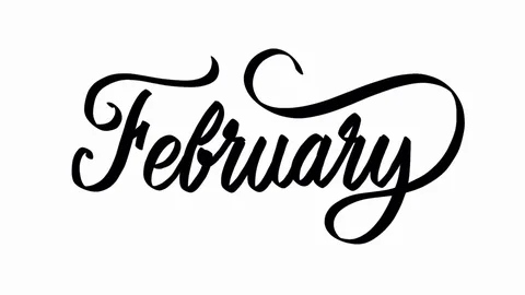 February brush calligraphy animation iso... | Stock Video | Pond5