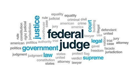 Federal judge animated word cloud, text ... | Stock Video | Pond5