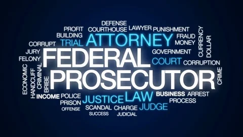 Federal prosecutor animated word cloud, ... | Stock Video | Pond5