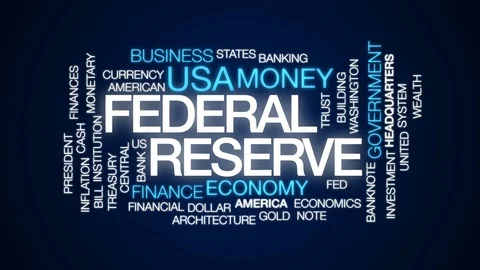Federal reserve animated word cloud, tex... | Stock Video | Pond5