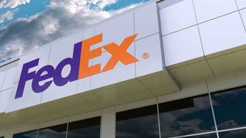 FedEx logo on the modern building facade... | Stock Video | Pond5