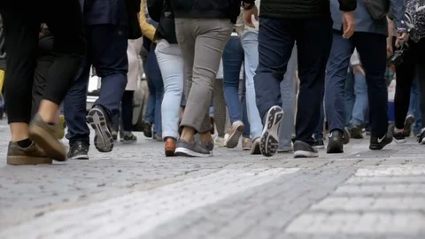 Feet of Crowd People Walking on the Stre... | Stock Video | Pond5