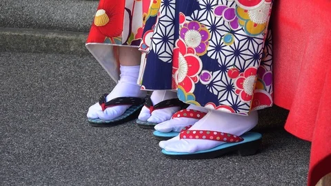 Feet of girls in traditional Japanese ga... | Stock Video | Pond5