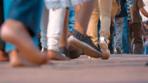 Feet without shoes of people dressed in ... | Stock Video | Pond5