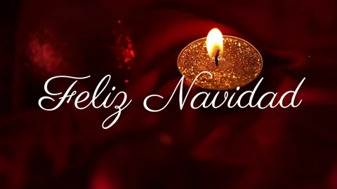 Feliz Navidad text animation over lit ca... | Stock Video | Pond5