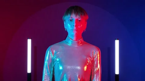 Female android robot makes synthetic smi... | Stock Video | Pond5