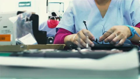 Female Assembly Workers at a Computer Ma... | Stock Video | Pond5