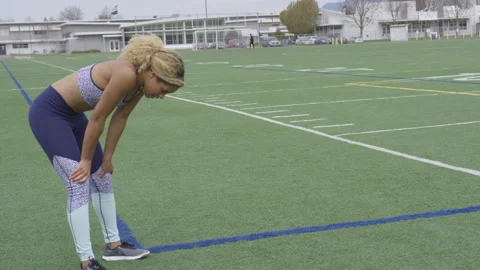 Female Athlete Breathing Heavily After a... | Stock Video | Pond5