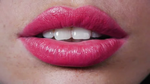Female beautiful lips, lips pursing. Clo... | Stock Video | Pond5