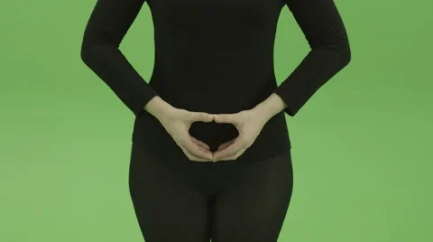 Female body fertility womb hand signs ge... | Stock Video | Pond5