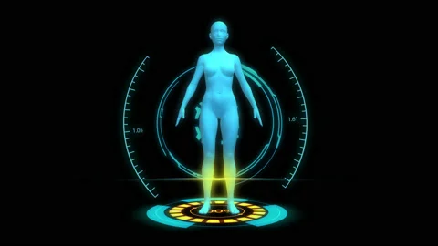 Female body scan holographic futuristic ... | Stock Video | Pond5