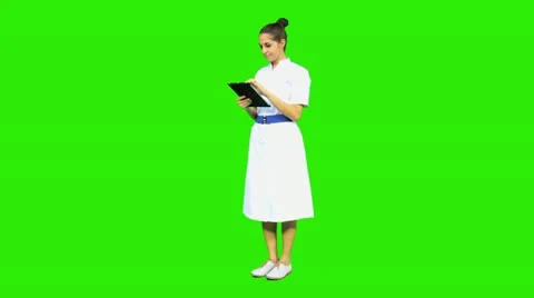 Female Caucasian Nurse Green Screen Wire... | Stock Video | Pond5