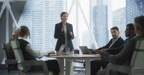Female CEO Brainstorming In Meeting Room... | Stock Video | Pond5