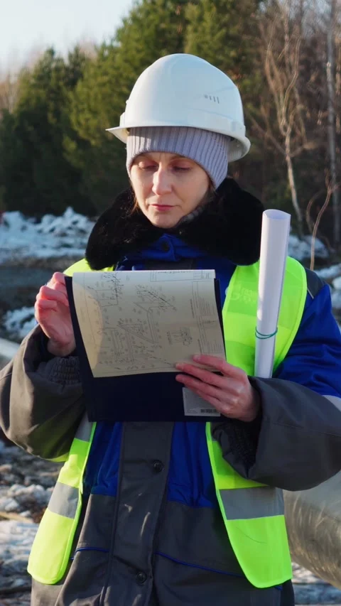 A female civil engineer at the construct... | Stock Video | Pond5
