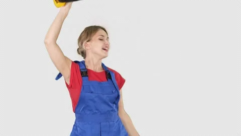 Female construction worker dancing with ... | Stock Video | Pond5