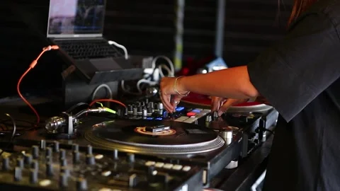 Female dj mixes rap music.Disc jockey gi... | Stock Video | Pond5