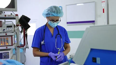 Female doctor anesthesiologist gives a s... | Stock Video | Pond5