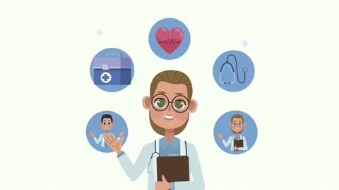 female doctor with medical icons animati... | Stock Video | Pond5