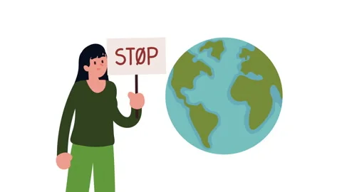 female ecologist with earth warming anim... | Stock Video | Pond5