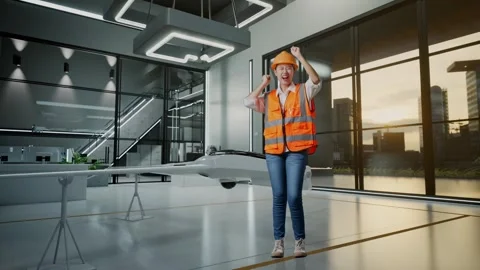 Female Engineer Dancing Celebrating With... | Stock Video | Pond5