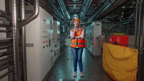 Female Engineer Thinking In Engine Contr... | Stock Video | Pond5