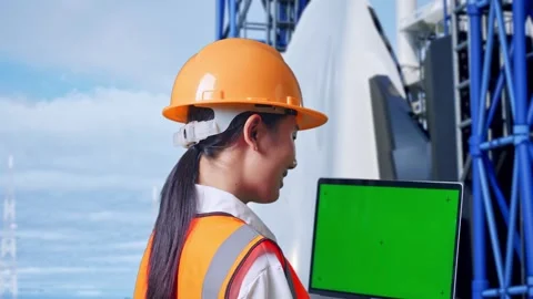 Female Engineer Working On A Green Scree... | Stock Video | Pond5
