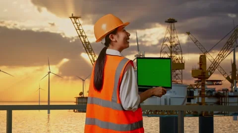 Female Engineer Working On A Green Scree... | Stock Video | Pond5