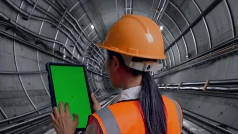 Female Engineer Working On A Green Scree... | Stock Video | Pond5