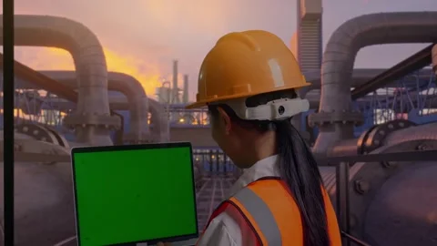 Female Engineer Working On A Green Scree... | Stock Video | Pond5