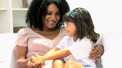 female ethnic parent mother young daught... | Stock Video | Pond5