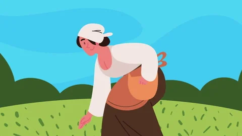 female farmer planting character animati... | Stock Video | Pond5