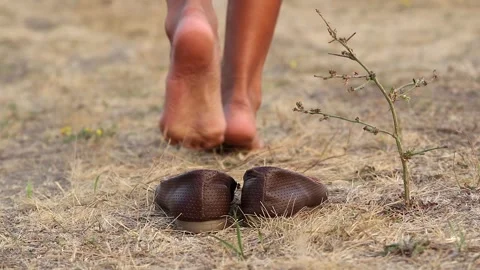 Female feet barefoot close-up.Girl walki... | Stock Video | Pond5