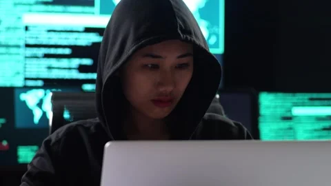 Female Hacker Works On Laptop With Maps ... | Stock Video | Pond5