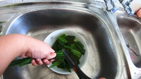 Female hand cutting a Pandan leaves usin... | Stock Video | Pond5